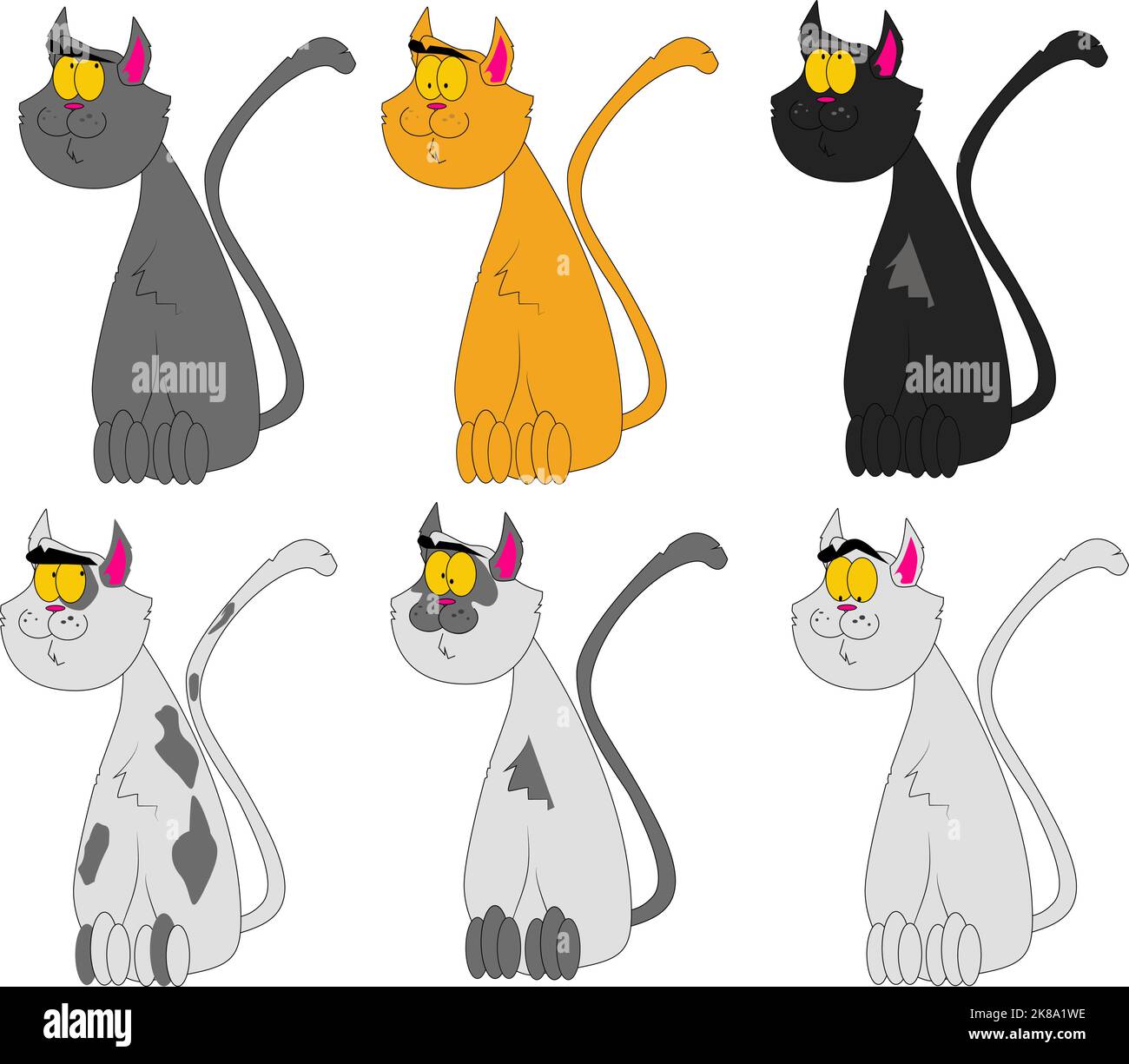 static cat of different colors withe a taile Stock Vector Image & Art ...