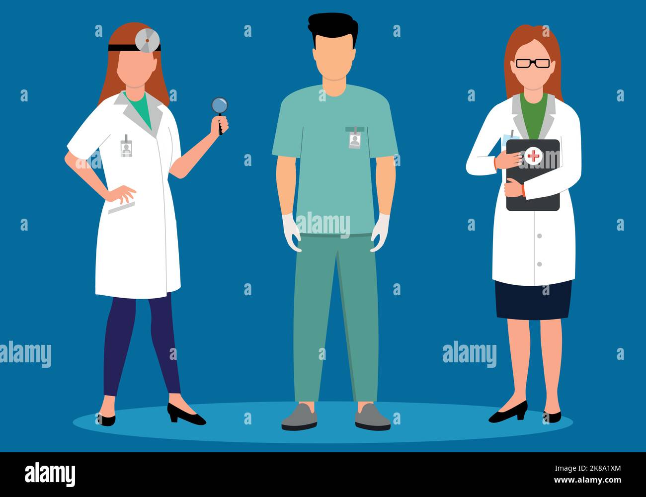 emergency doctors and paramedic in a blue background Stock Vector Image ...