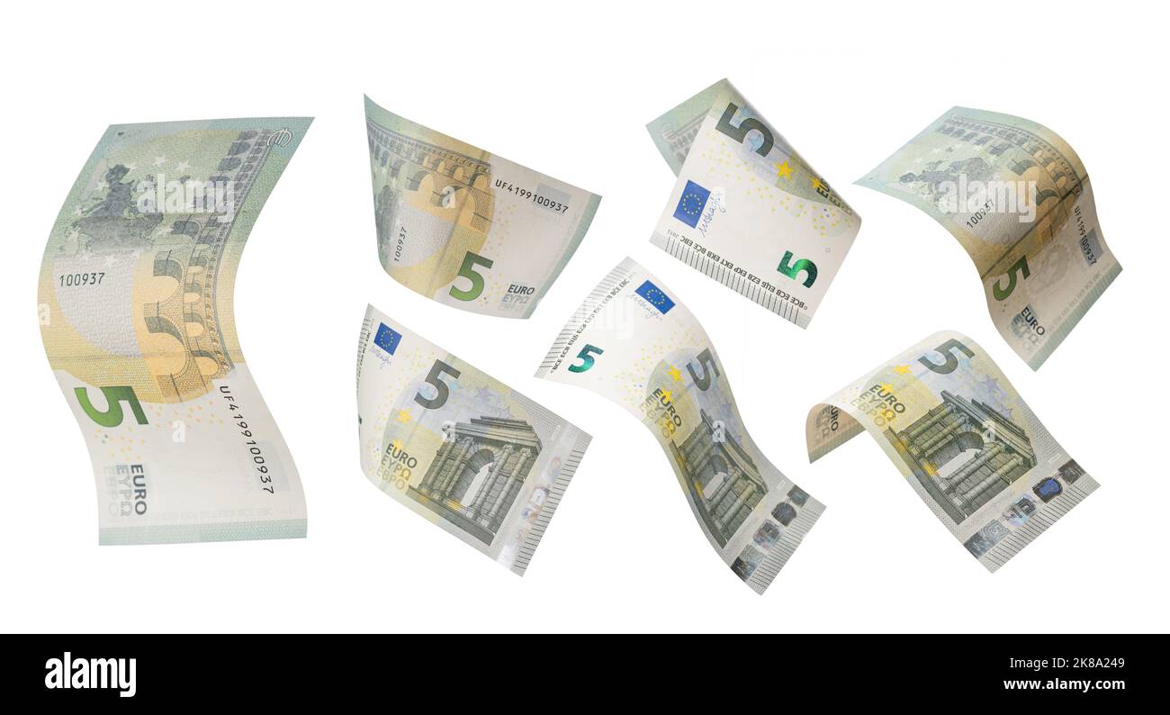 Five euro bill banknote isolated on white background Stock Photo - Alamy