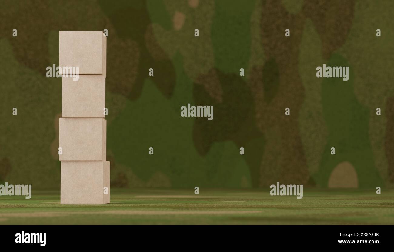 Military equipment blank block icons on with camouflage background ...