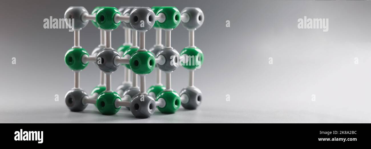Molecular dna model structure on grey background, grey and green cells ...