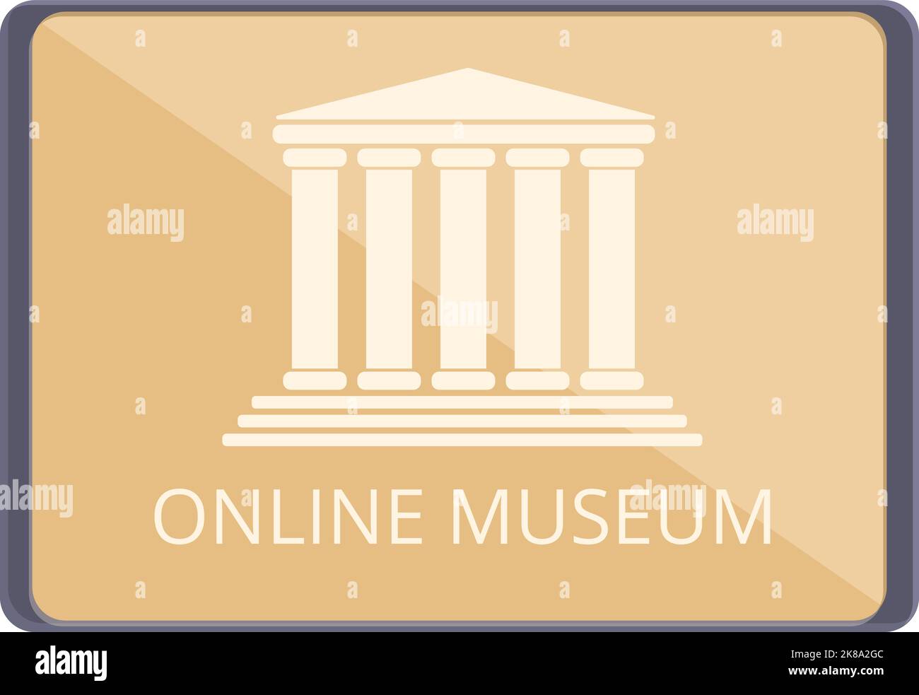 Tablet online museum icon cartoon vector. Virtual tour. Walk gallery ...