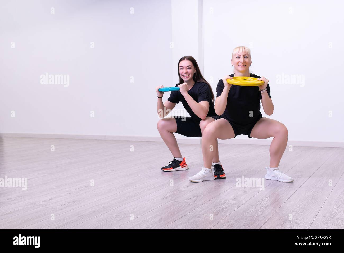 Group barbell gym training lesson pump aerobics young exercise, for ...