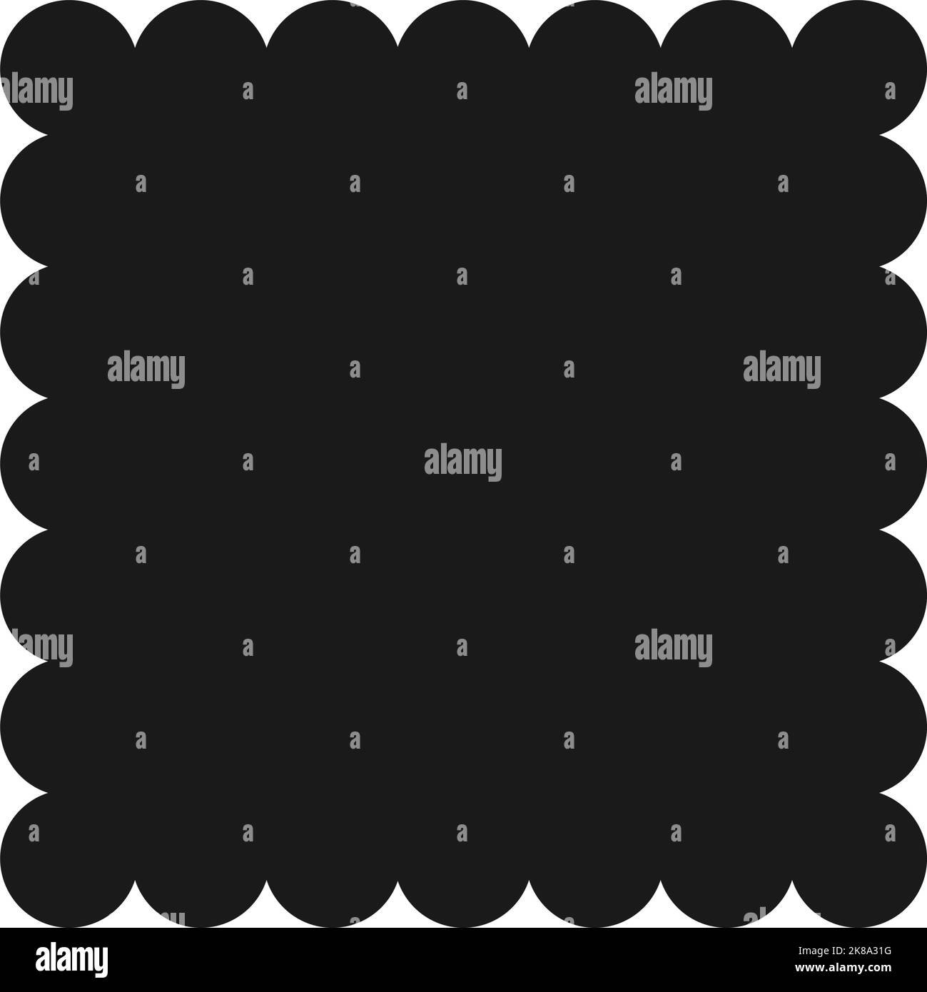 Square scalloped frame. Scalloped edge rectangle shape. Simple label ...