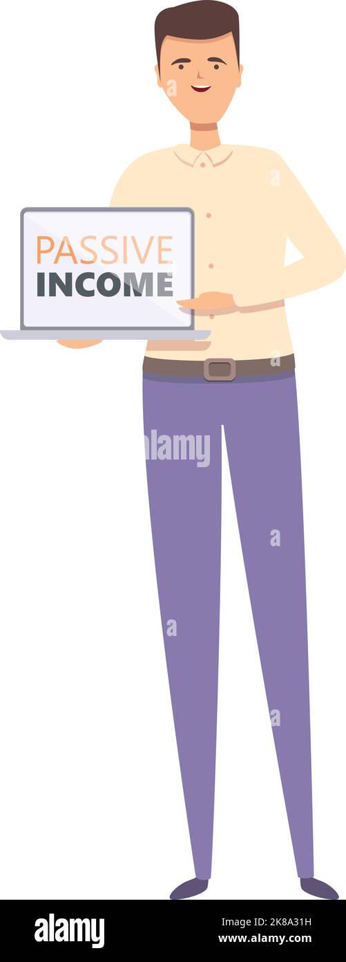 Laptop passive income icon cartoon vector. Work money. Freedom job ...