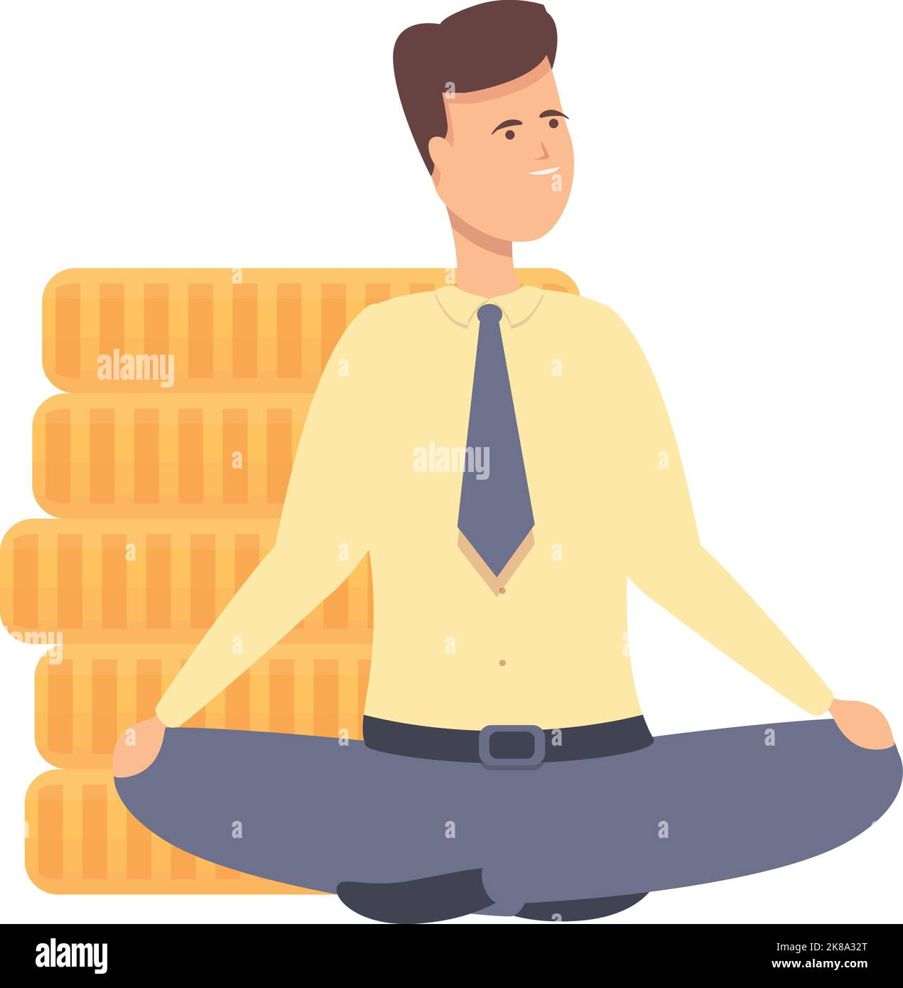 Passive income meditation icon cartoon vector. Money work. Freedom ...