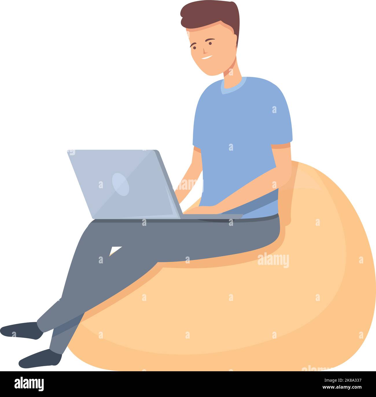 Laptop passive income icon cartoon vector. Freedom job. Work business ...