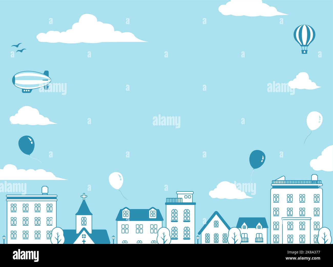 Modern cityscape, town street vector banner illustration ( text space ...