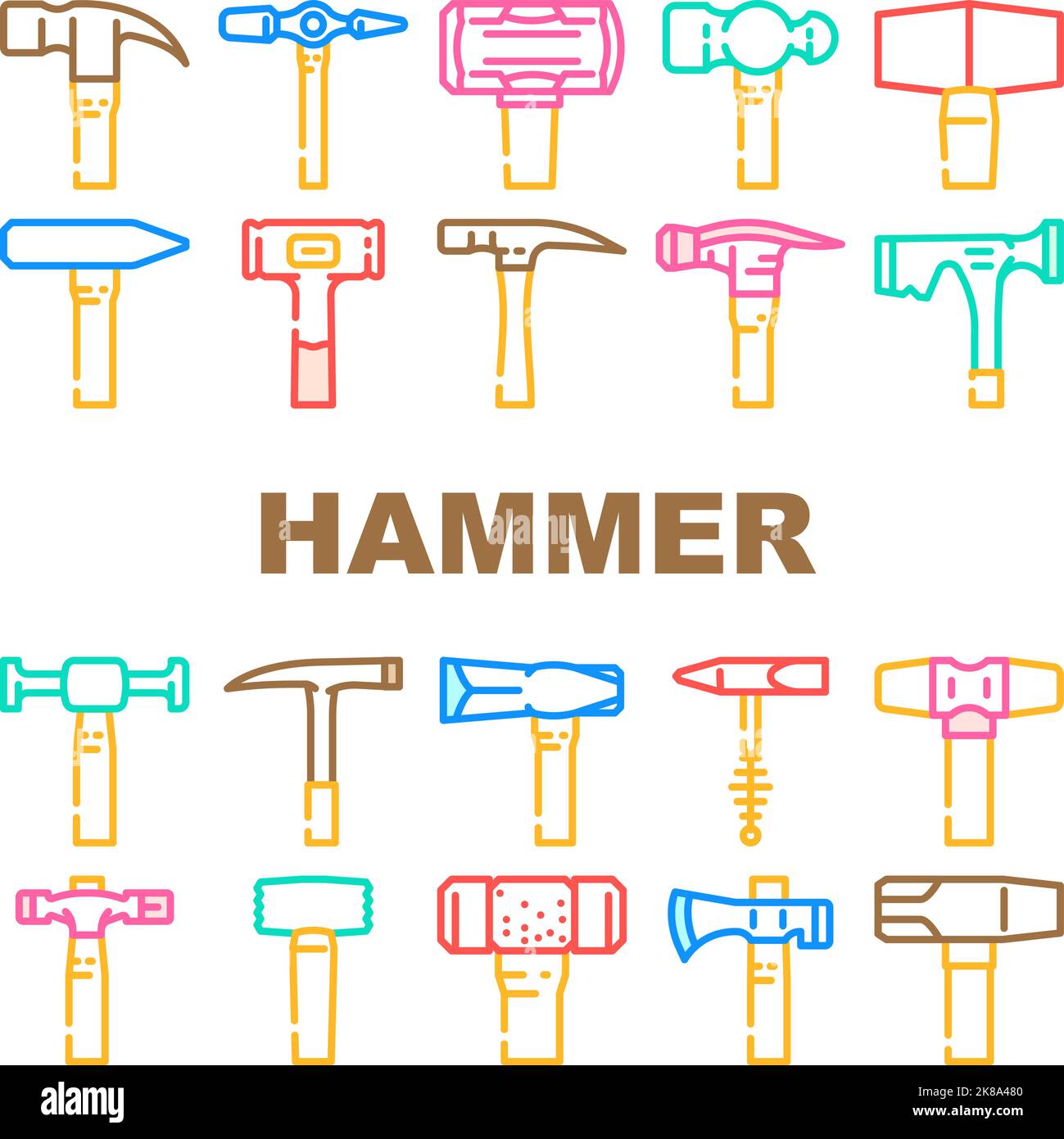 hammer tool construction icons set vector Stock Vector Image & Art - Alamy