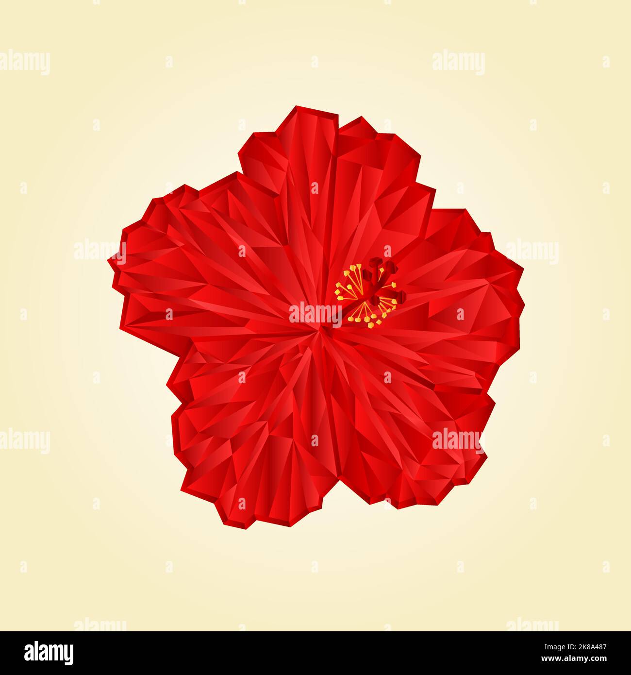 Red hibiscus flower chinese, rose polygons vector illustration Stock ...