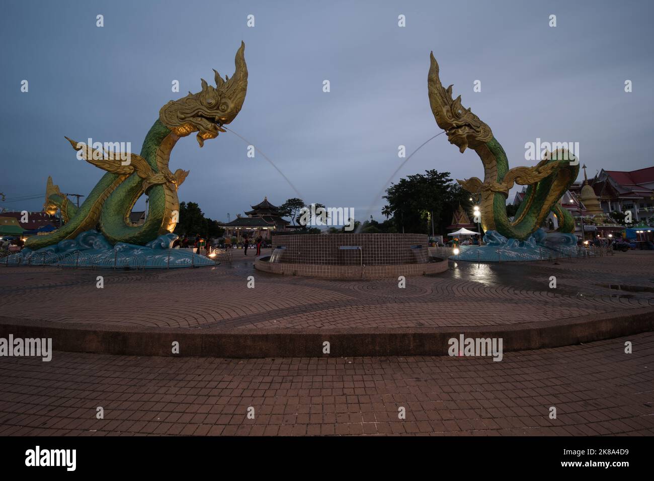 The Naga Statue in the evening in Nong Khai, Thailand Stock Photo - Alamy