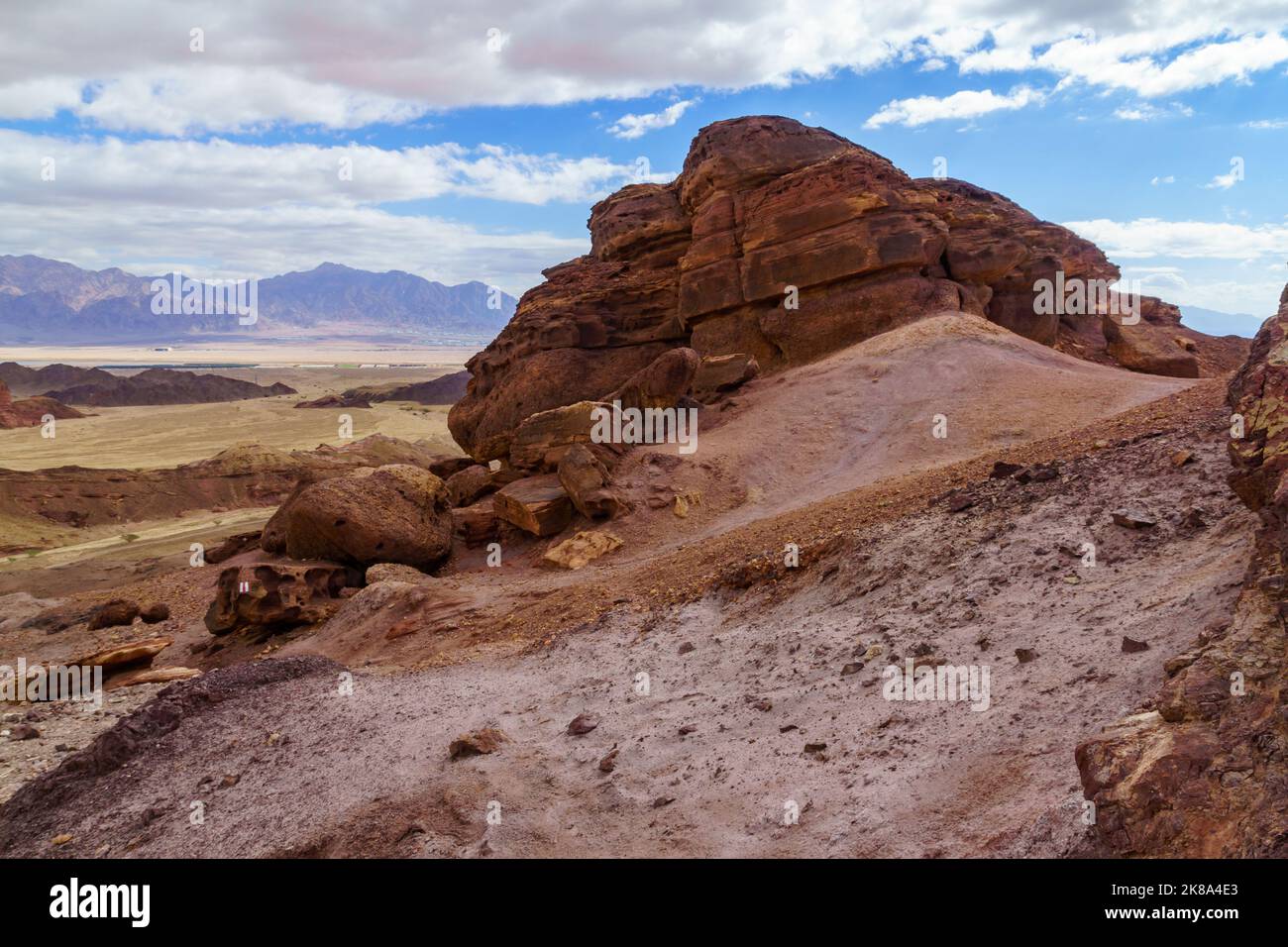 Winter view of Rock formation and the Arava desert valley landscape ...