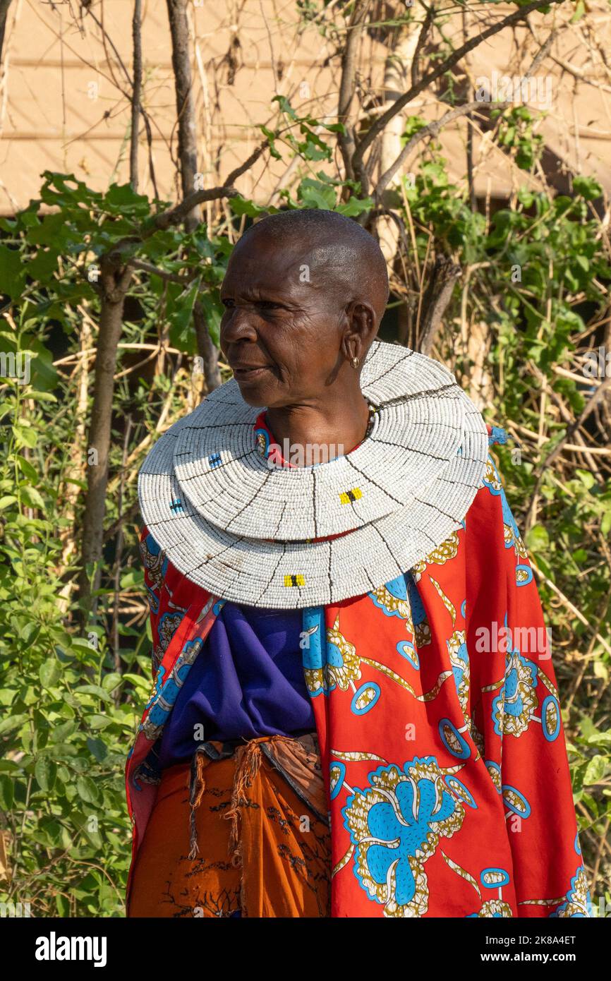Tarangire, Tanzania - October 12th, 2022:An elderly masai woman in ...