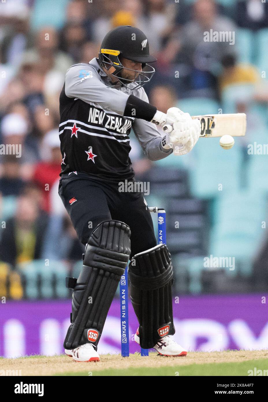 Sydney, Australia. 22nd Oct 2022. Devon Conway of New Zealand plays ...