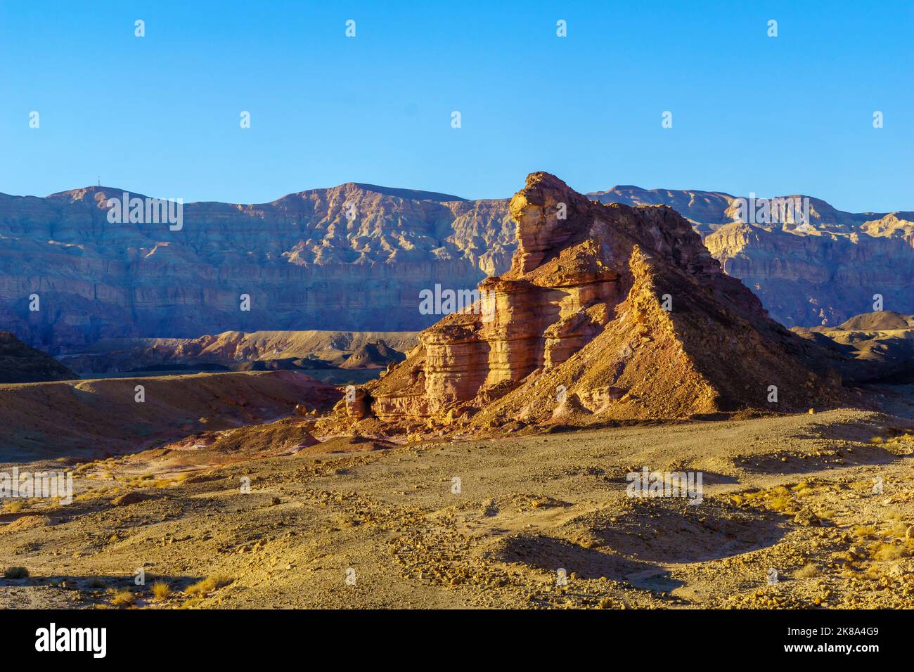 View of the rock formations and landscape, in Timna desert park ...