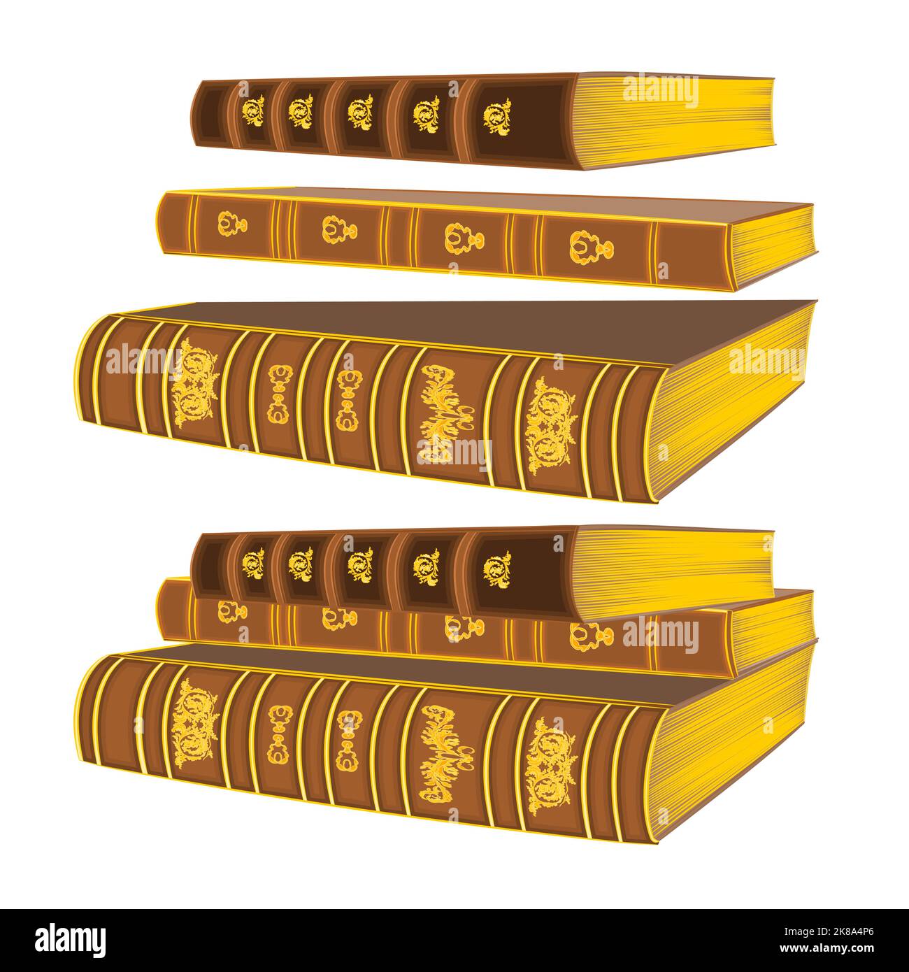 Three old leather-bound books vintage hand draw vector Stock Vector ...