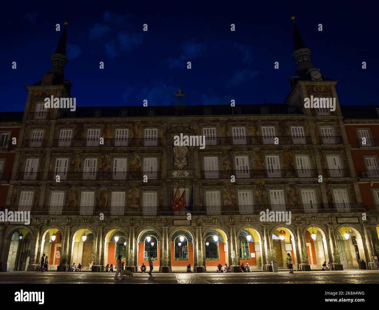 Madrid, Spain - June 19, 2022: PIaza Major and its ancient buildings in ...