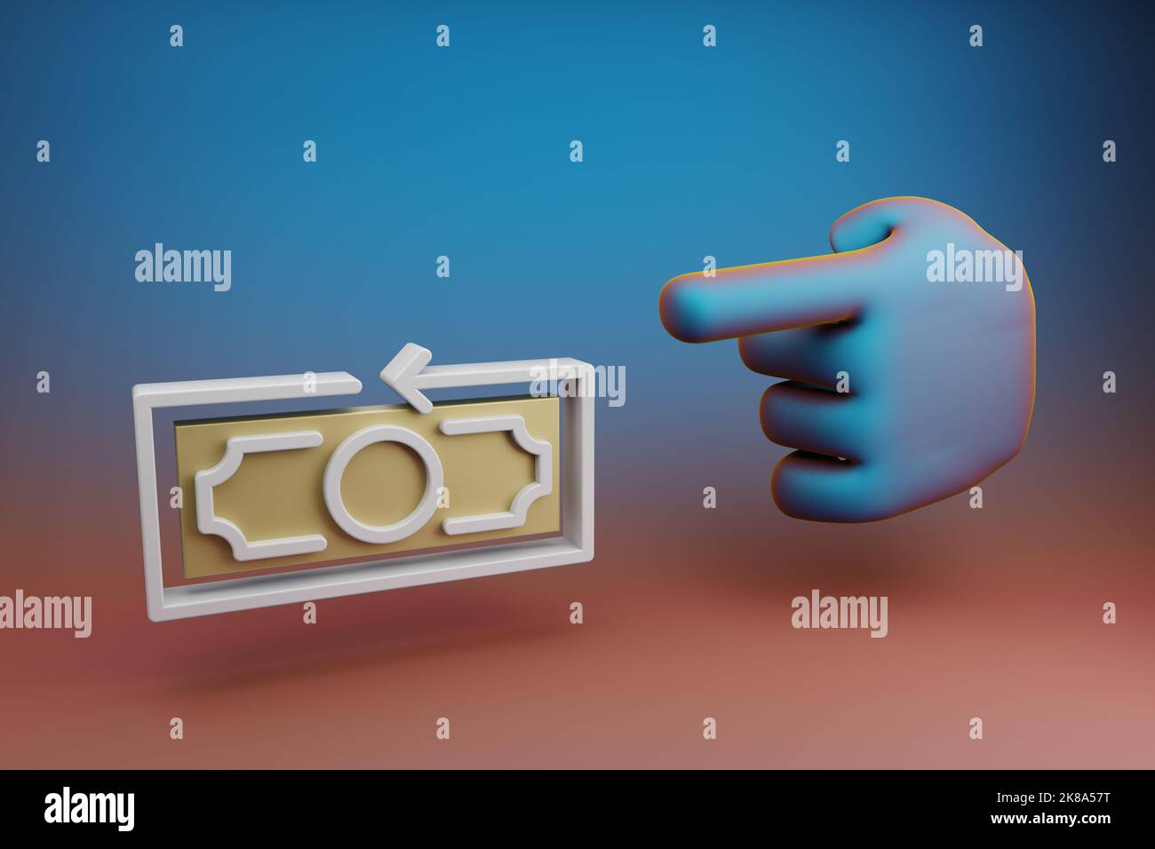 Beautiful illustrations abstract Hand index finger points to Money Back ...
