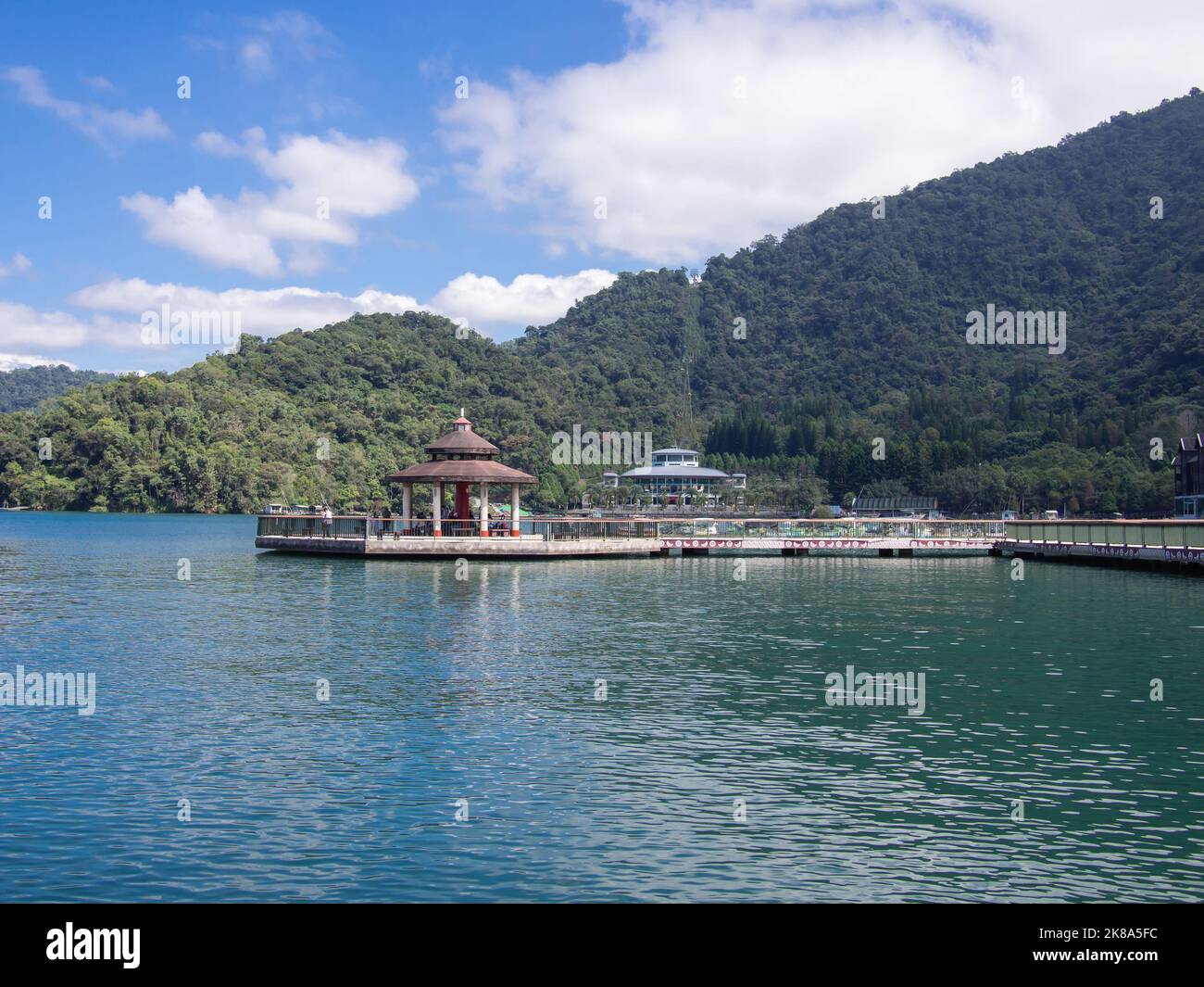 Sun Moon Lake's Ita Thao pier in Nantou, Taiwan. This is one of the ...