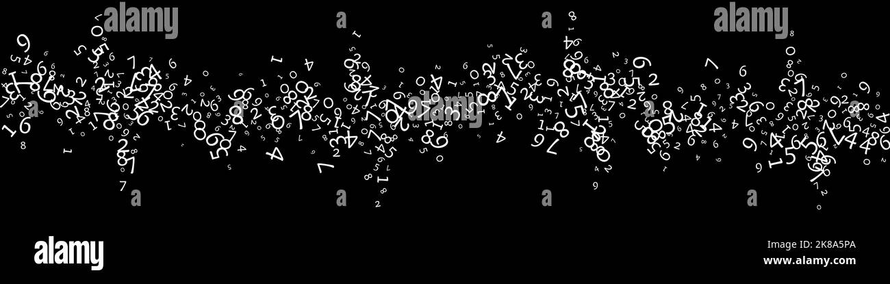 Falling numbers, big data concept. Binary white messy flying digits ...