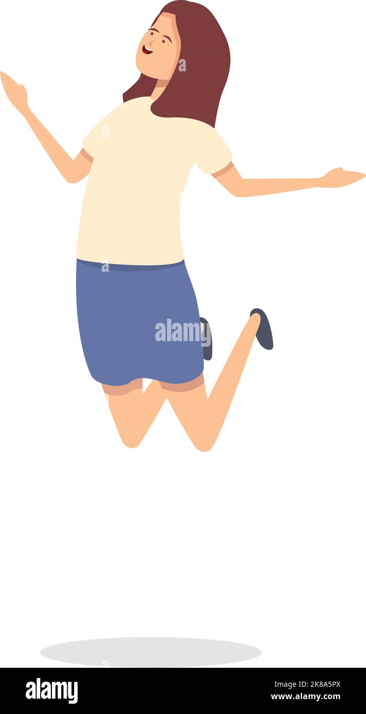 Girl happy jump icon cartoon vector. Business marketing. Emotion head ...