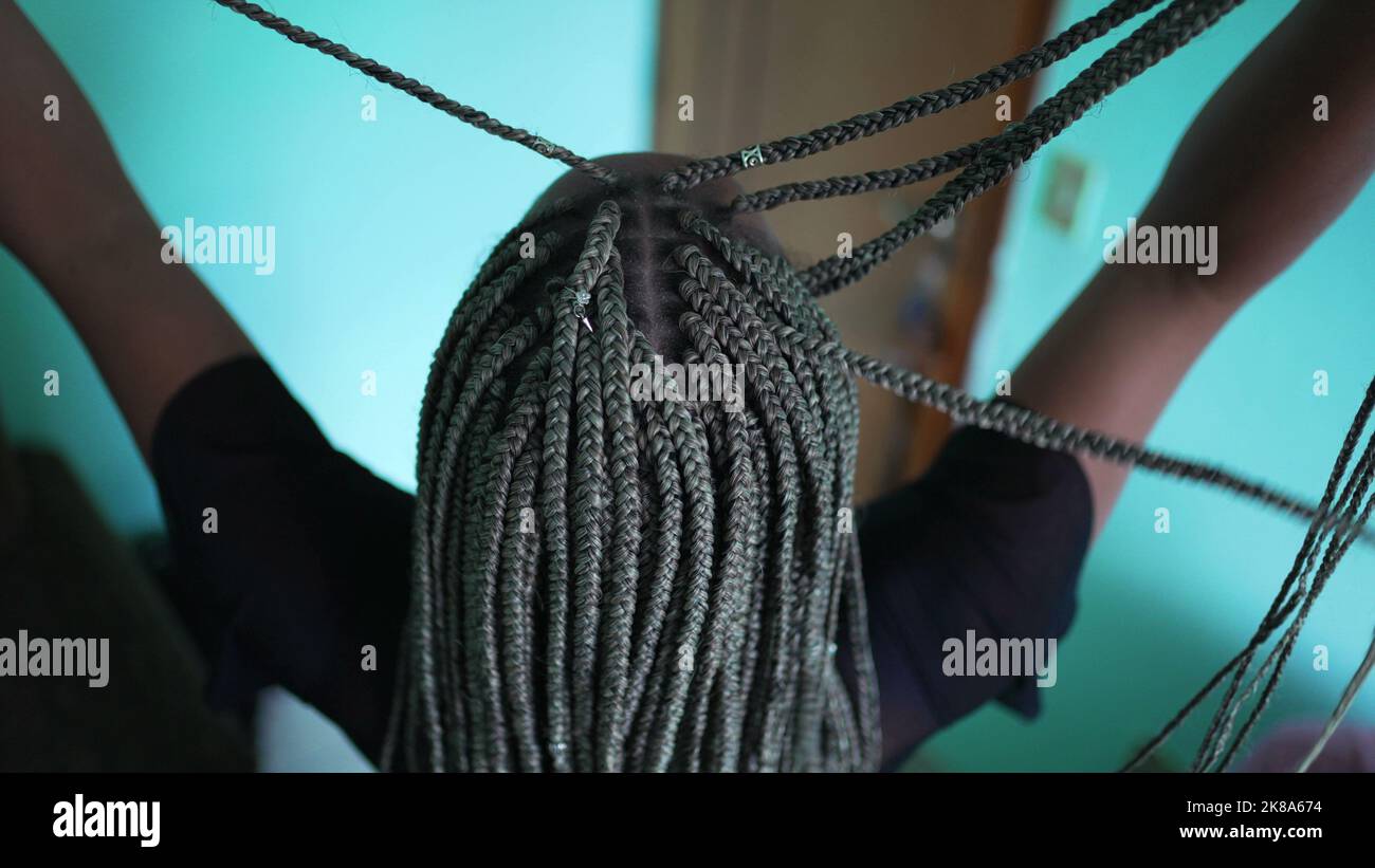 A black latina girl with box braids hairstyle Stock Photo - Alamy