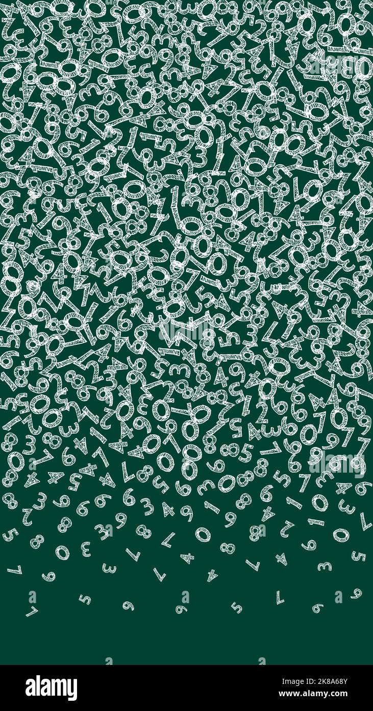 Falling sketch chalk numbers. Math study concept with flying digits ...