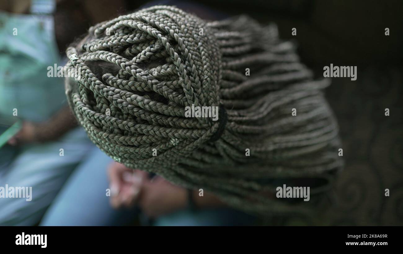 Box braids hairstyle closeup dreadlocks hair style top view perspective ...