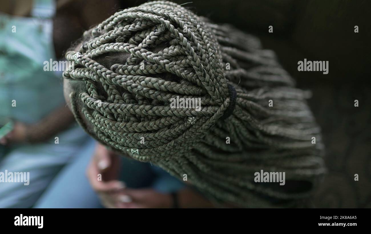 Box braids hairstyle closeup dreadlocks hair style top view perspective ...