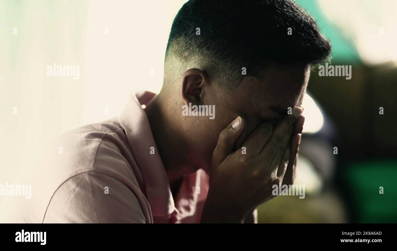 Dramatic desperate man crying from despair. Sorrow and lost concept ...