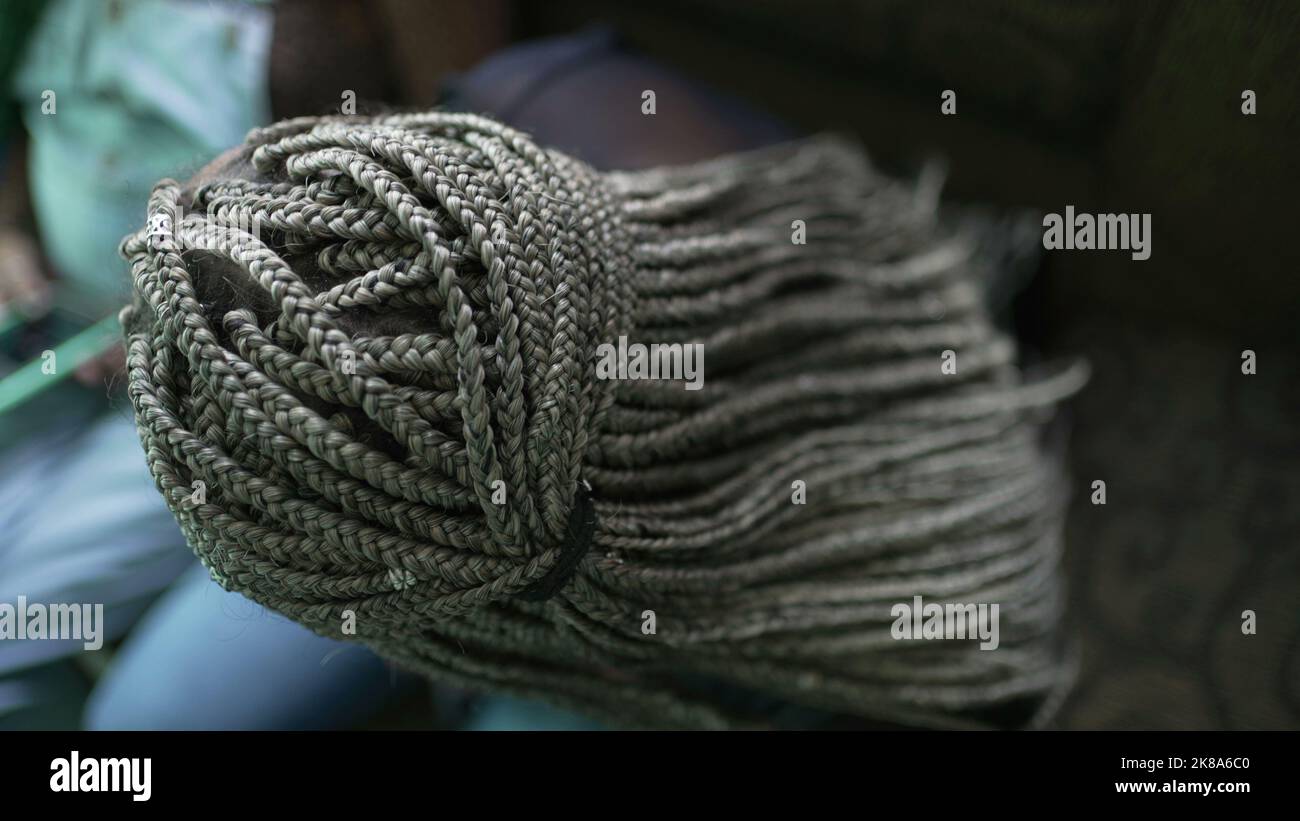 Box braids hairstyle closeup dreadlocks hair style top view perspective ...