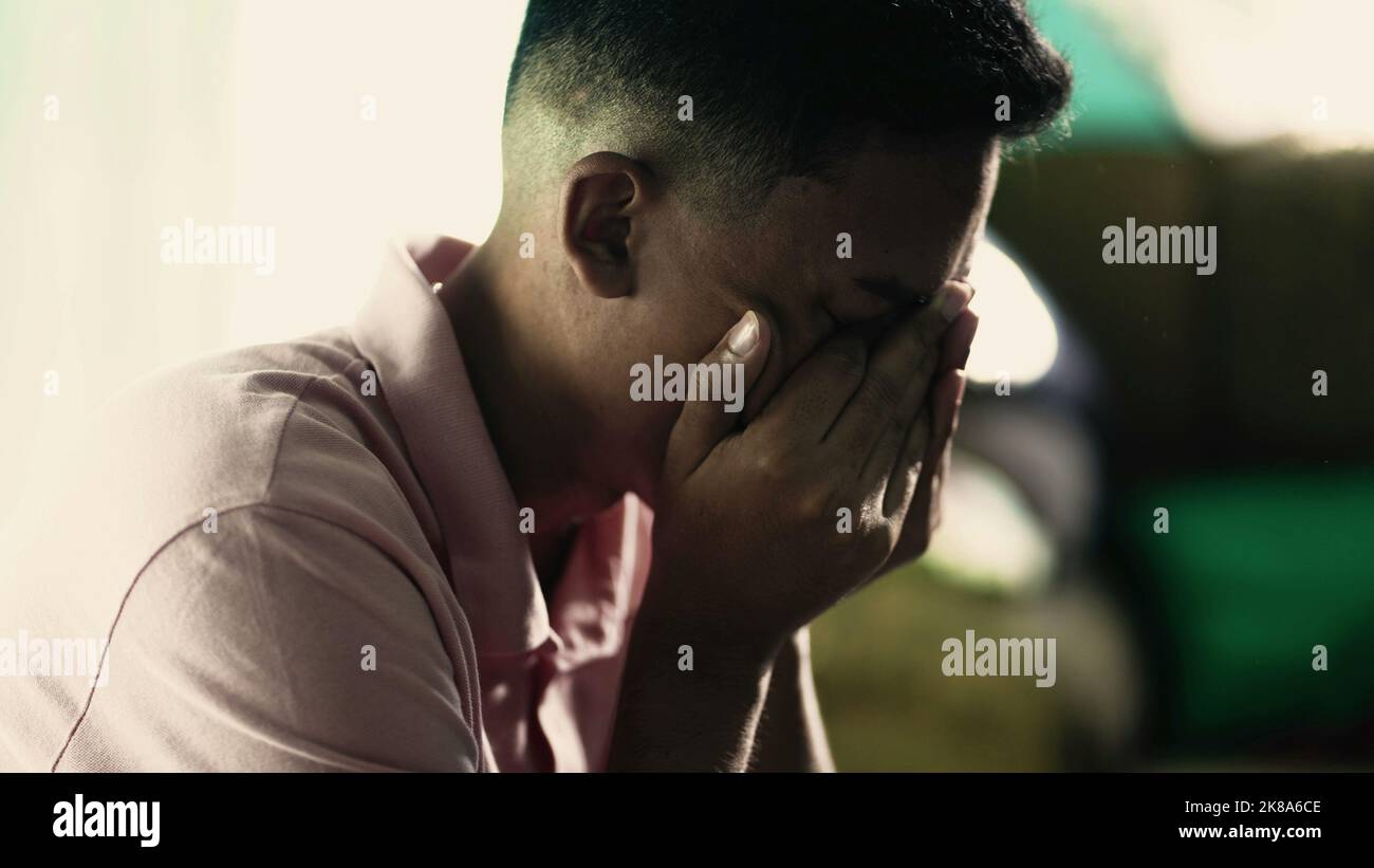 Dramatic desperate man crying from despair. Sorrow and lost concept ...