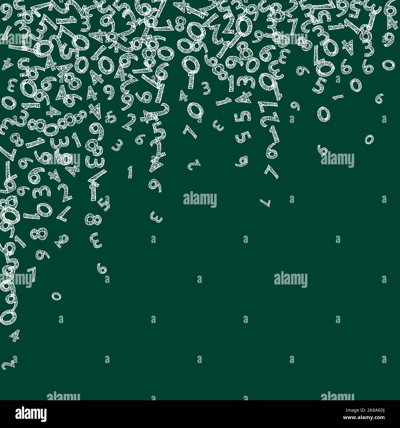 Falling sketch chalk numbers. Math study concept with flying digits ...