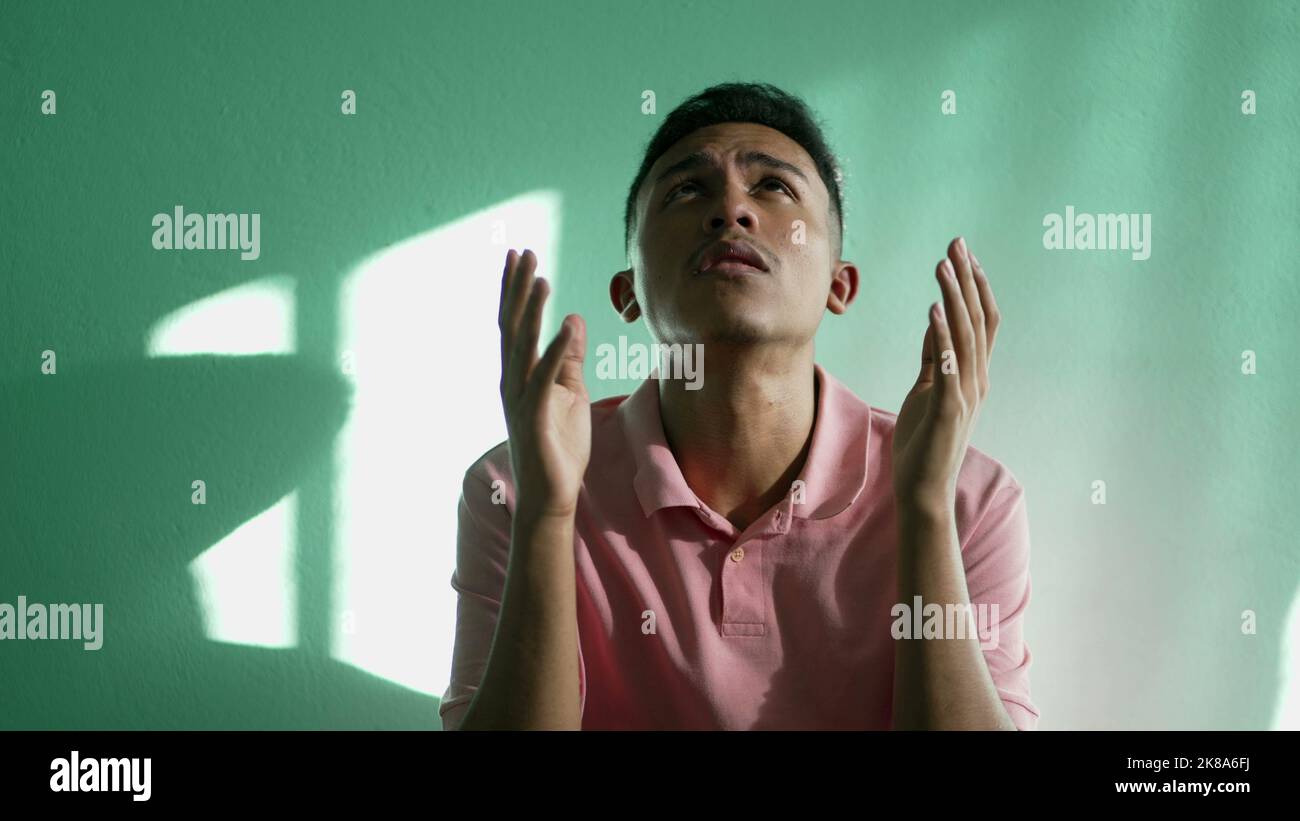 One Brazilian man worshipping divinity asking for help. South American ...