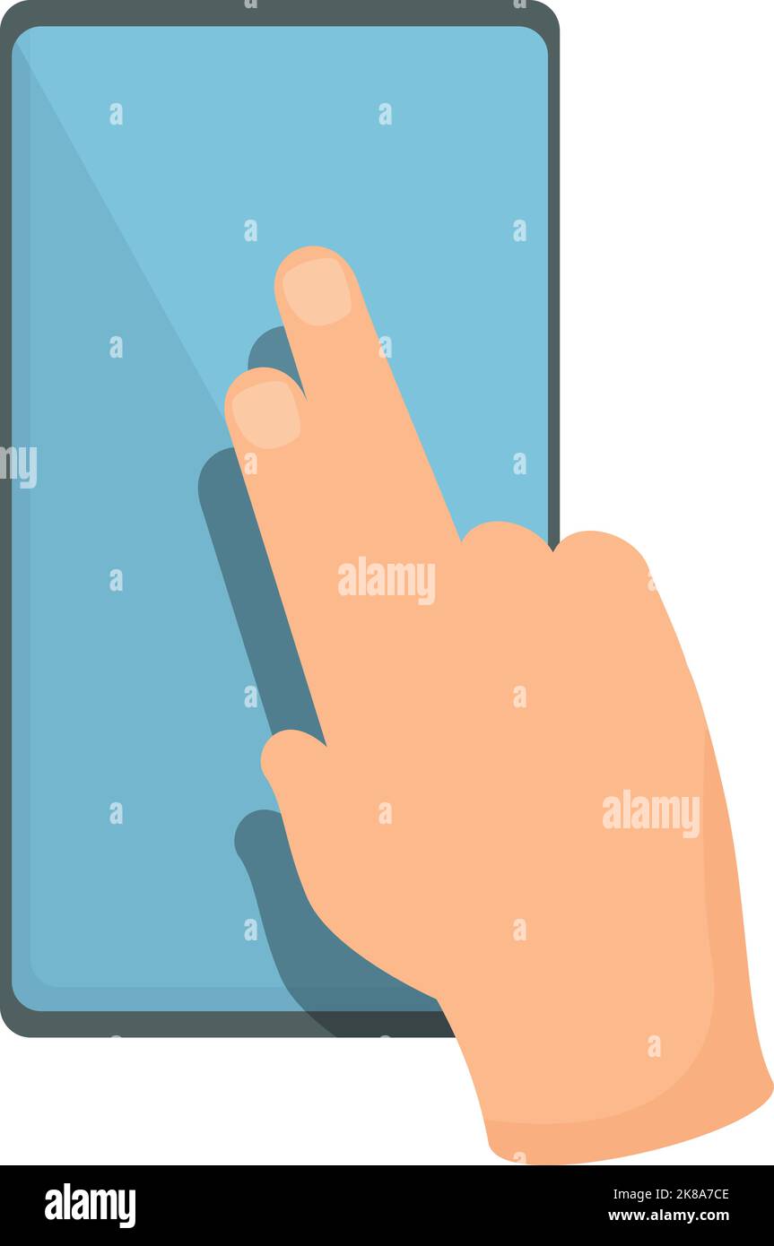 Finger phone move icon cartoon vector. Smartphone screen. App cell ...
