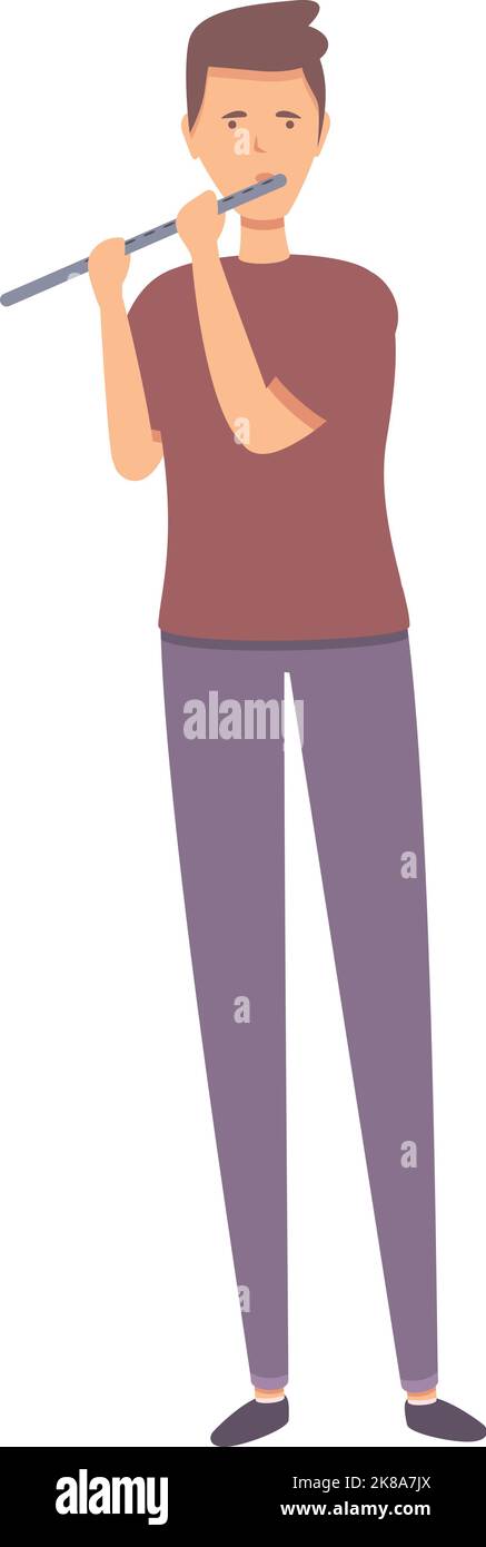 Boy flute play icon cartoon vector. Music school. Lesson class Stock ...