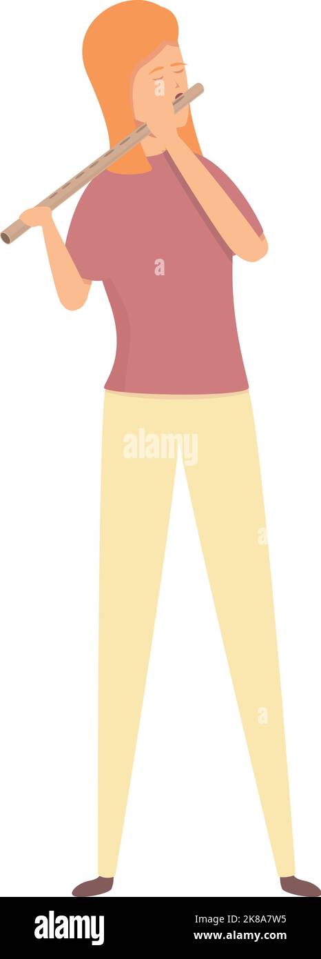 Beautiful flute play icon cartoon vector. Music school. Lesson class ...