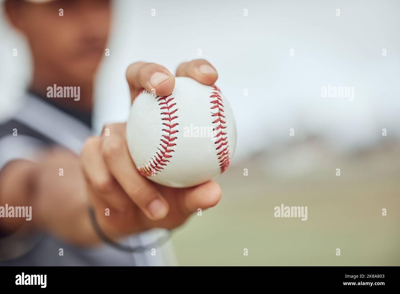 Baseball, hands and sports man with ball for exercise game, competition ...