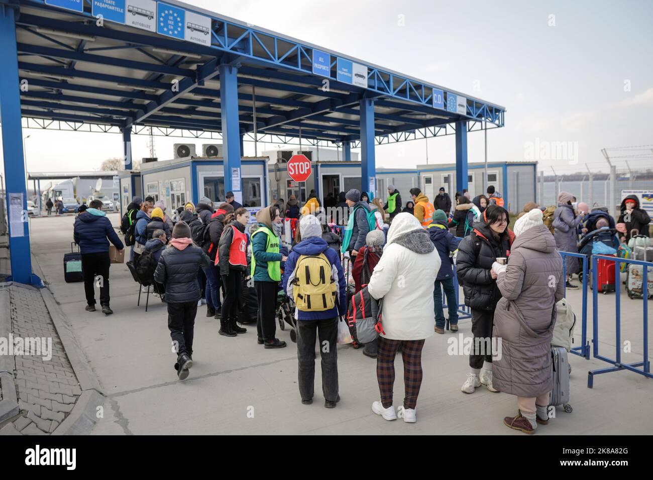 Isaccea, Romania - March 3, 2022: Ukrainian refugees, mostly women and ...