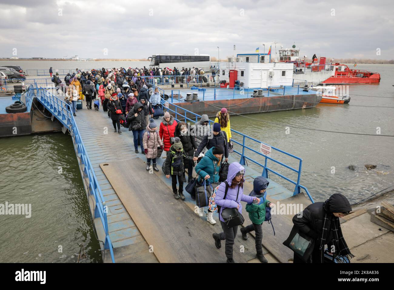 Isaccea, Romania - March 4, 2022: Ukrainian refugees, mostly women and ...