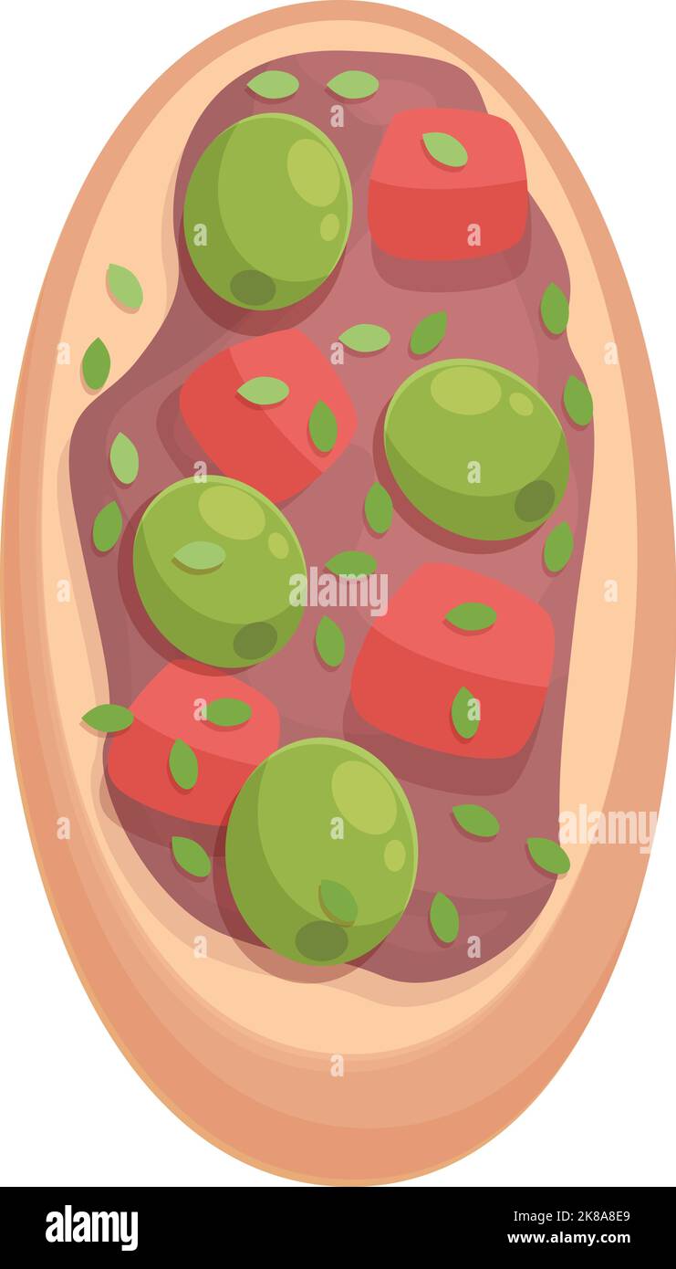 Olive bruschetta icon cartoon vector. Toast food. Starter lunch Stock ...