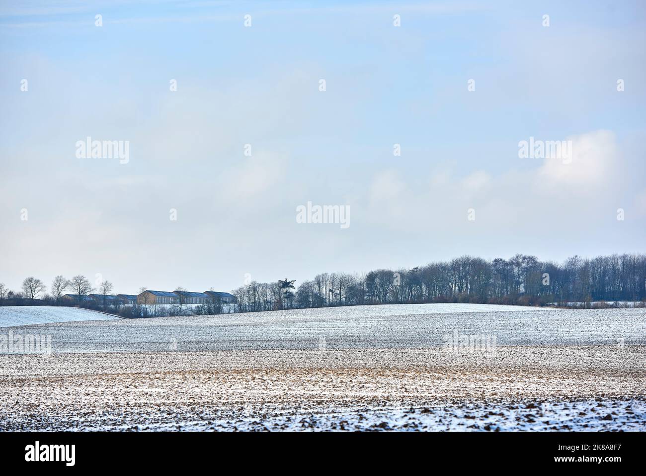 Wintertime in the countryside - Denmark. Danish farmland in wintertime ...