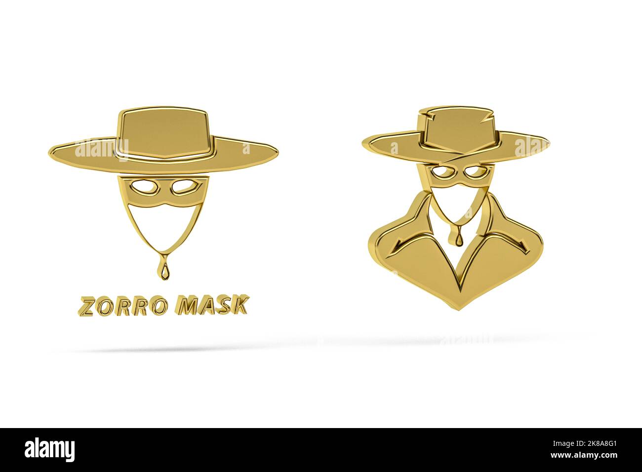 Golden 3d mask icon isolated on white background - 3d render Stock ...