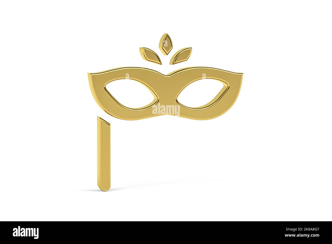 Golden 3d mask icon isolated on white background - 3d render Stock ...