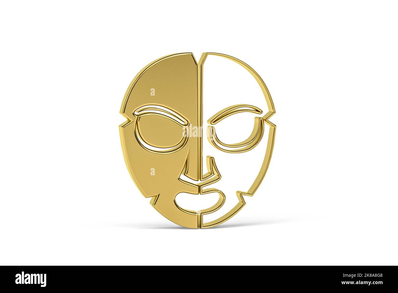 Golden 3d mask icon isolated on white background - 3d render Stock ...