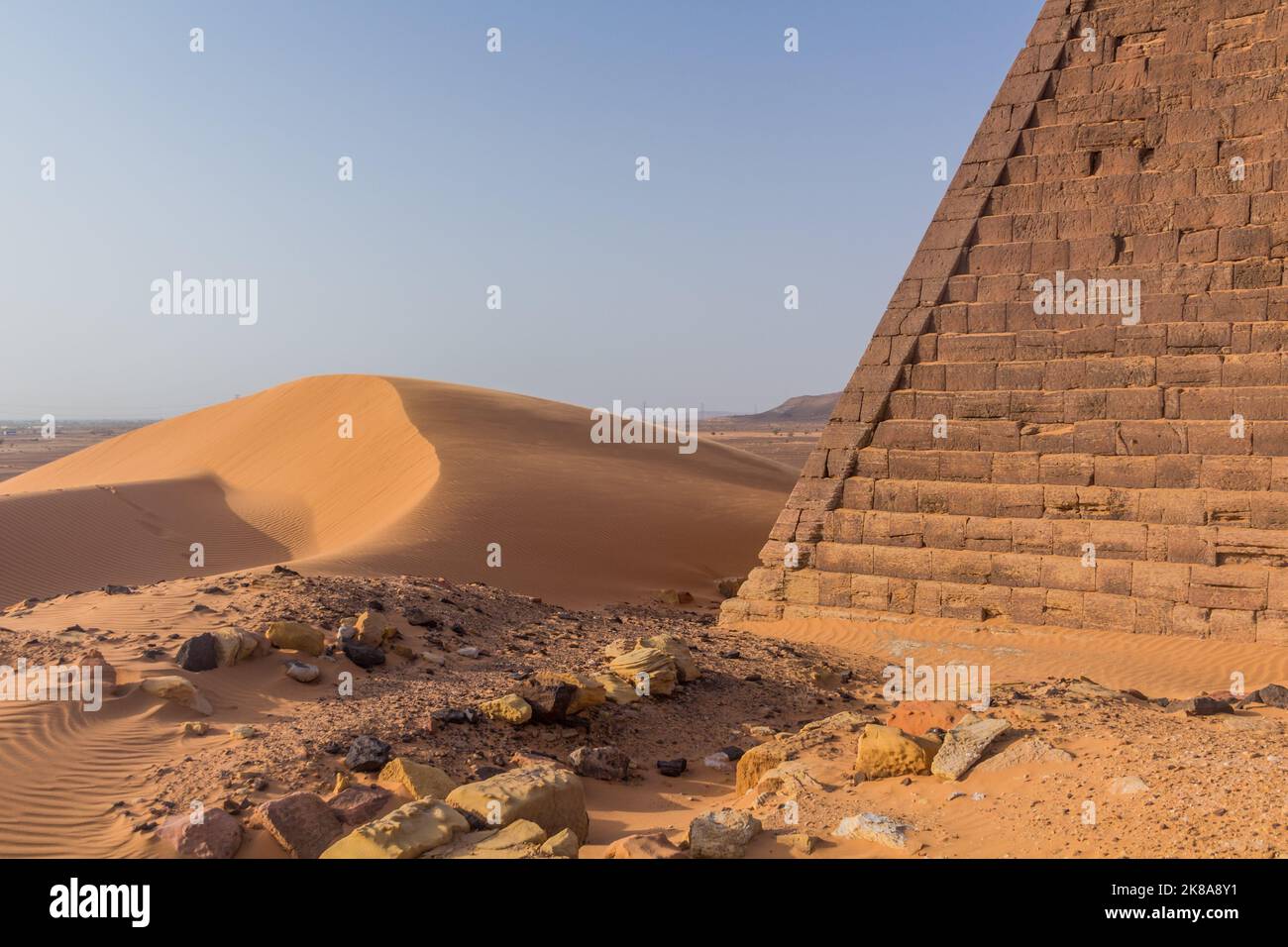 Pyamid in Meroe detail, located in Sahara desert, Sudan Stock Photo - Alamy