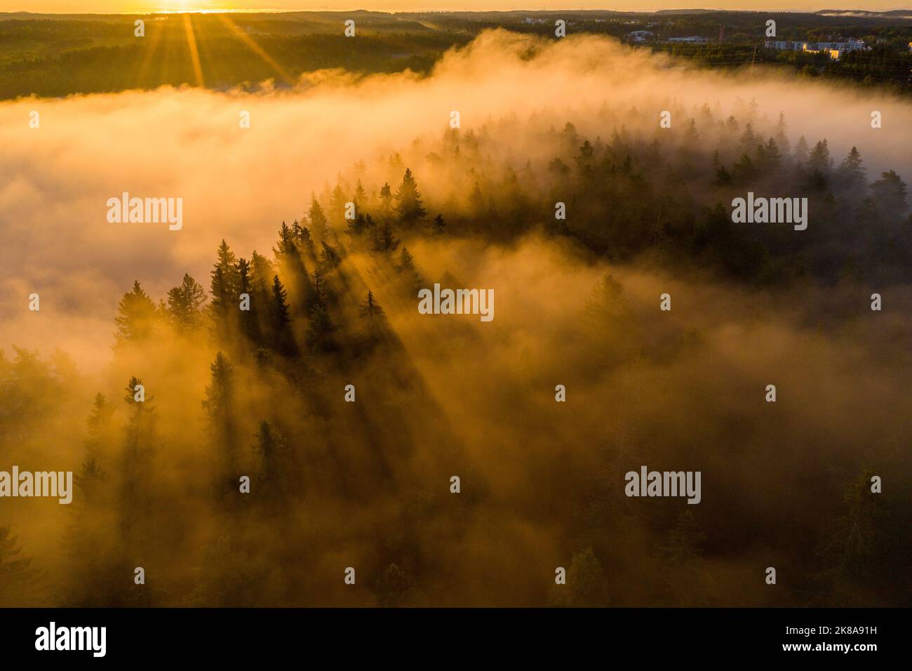Drone shot misty sunrise hi-res stock photography and images - Alamy
