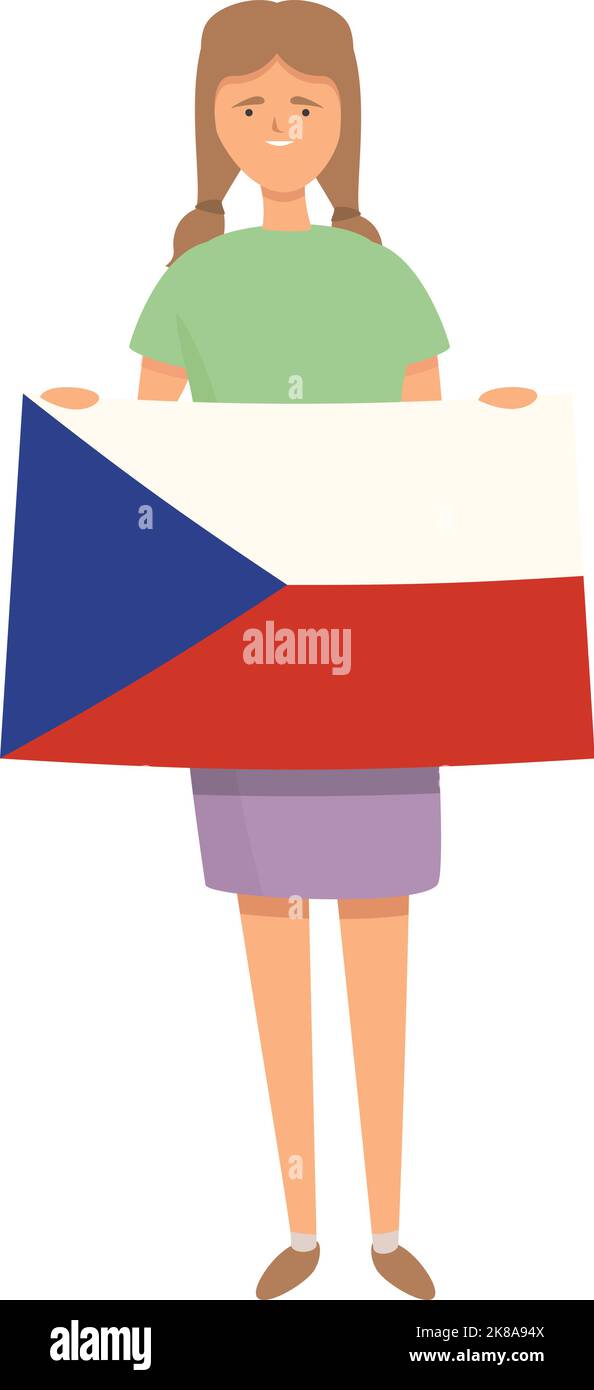 Girl with Czech flag icon cartoon vector. Child girl. World kid Stock ...