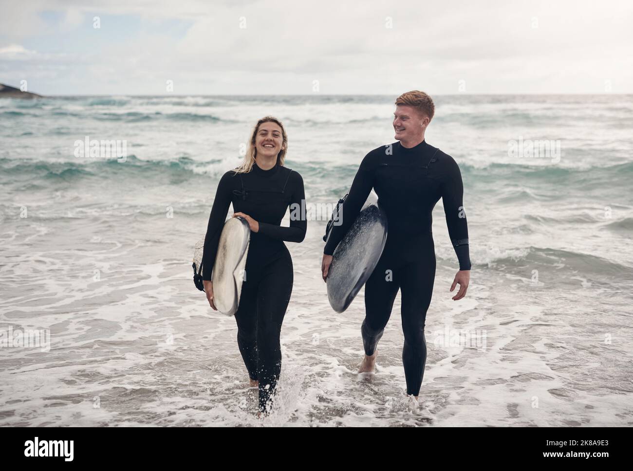 Ive never had so much fun. a young couple out at the beach with their ...