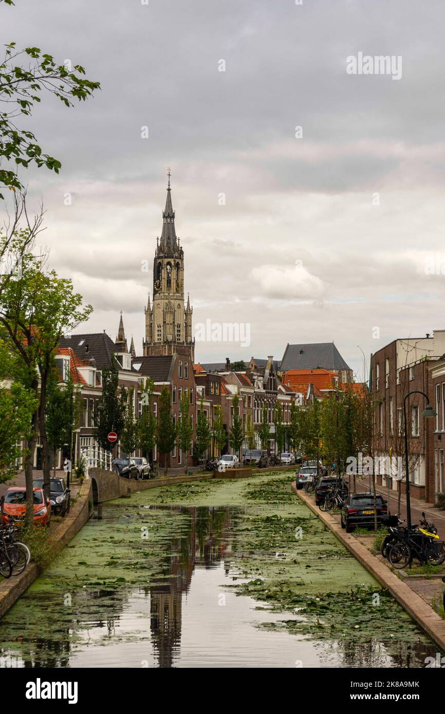 Stunning Canal views with Nieuwe Church as background, Delft, South ...